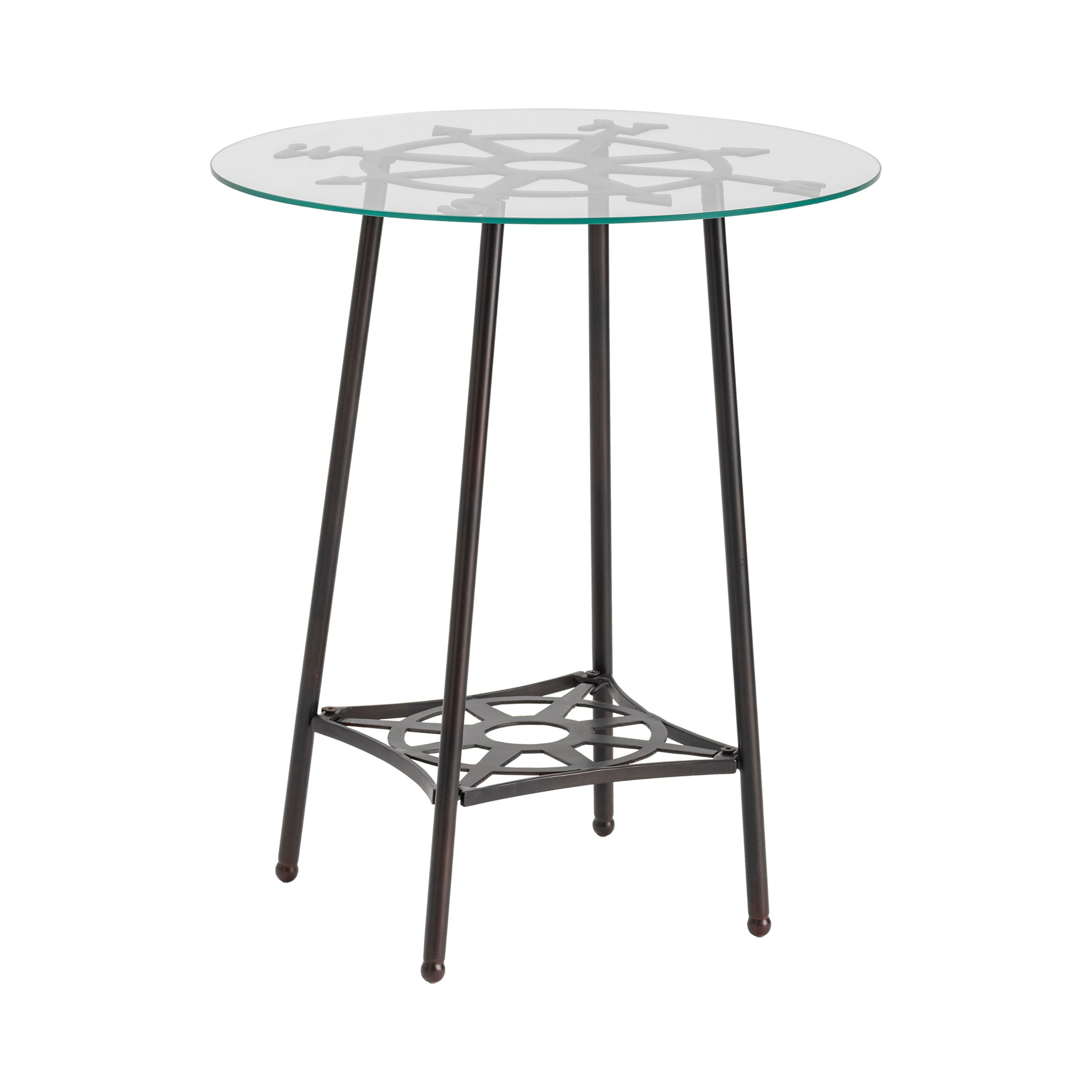 Crestview Collection Explorer Round Metal and Glass End Table | Bass ...